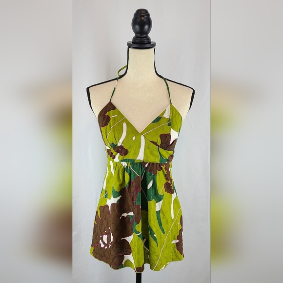 Trina Turk | Tops | Trina Turk Womens Cotton Green And Brown Peplum ...